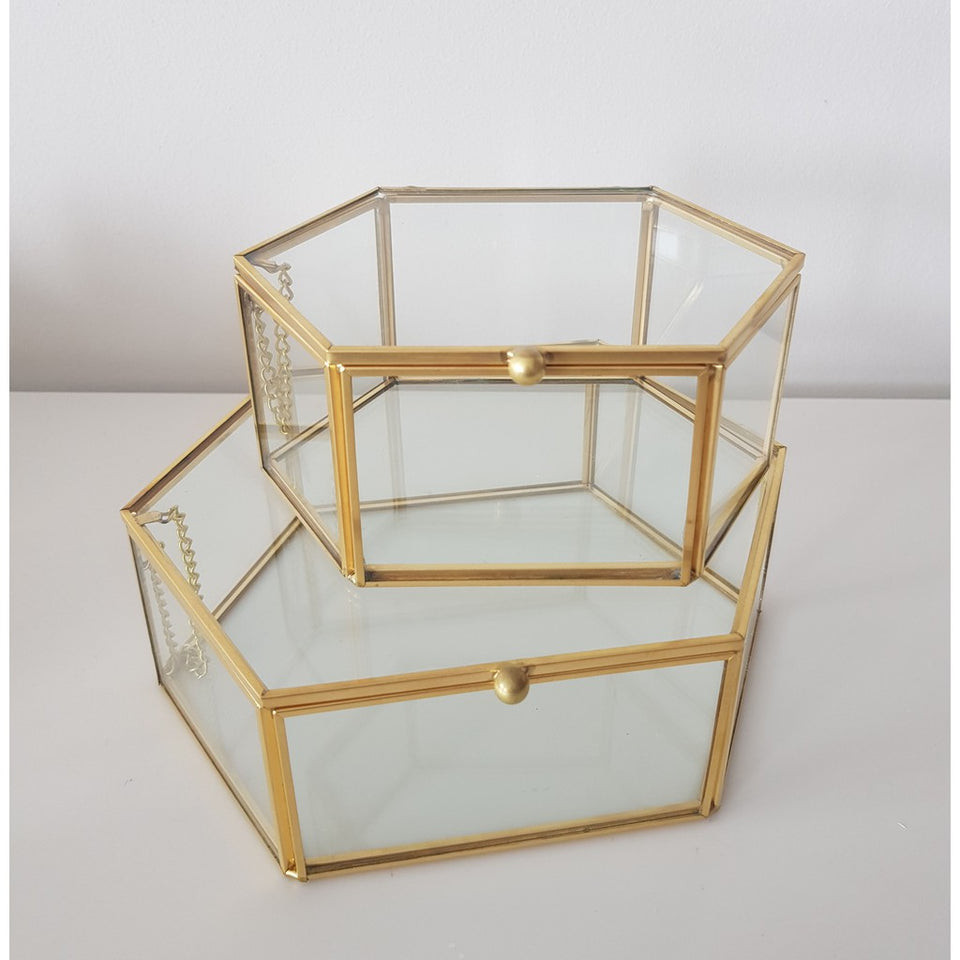 Gold geometric terrarium Long Hexagon Box | Shopee Malaysia