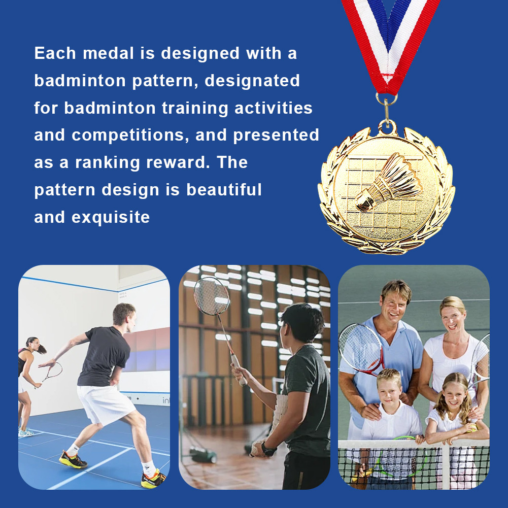 5cm Badminton Medal Badminton Award Medals with Neck Ribbon for Party ...