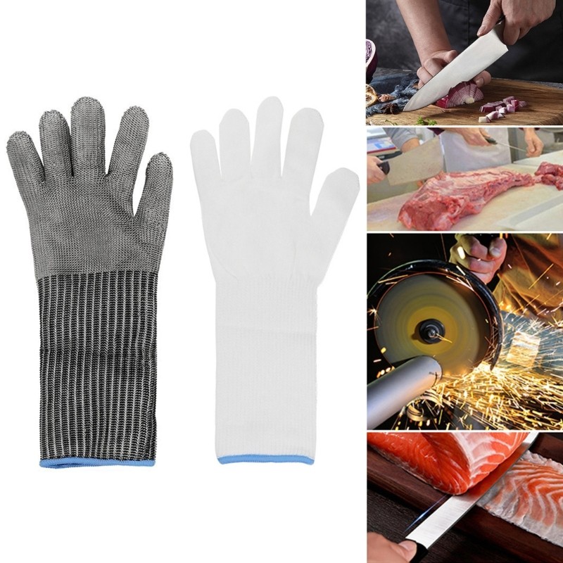 DOU Cut Resistant Gloves Grade Stainless Steel Metal Mesh Chainmail ...