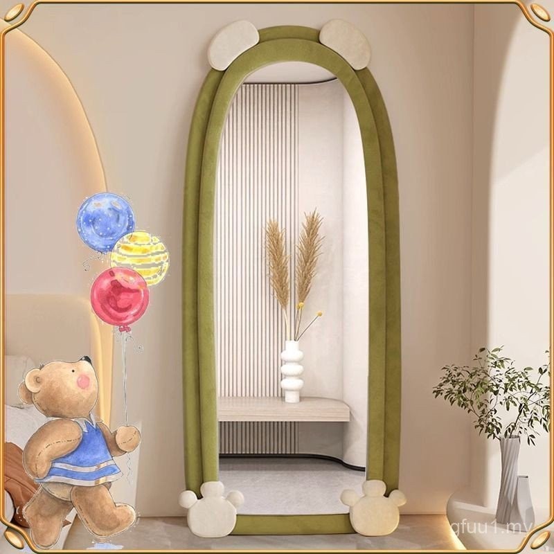 Bear's Floor Mirror Asrama Gadis definisi tinggi kain bulu Cermin Pakai ...