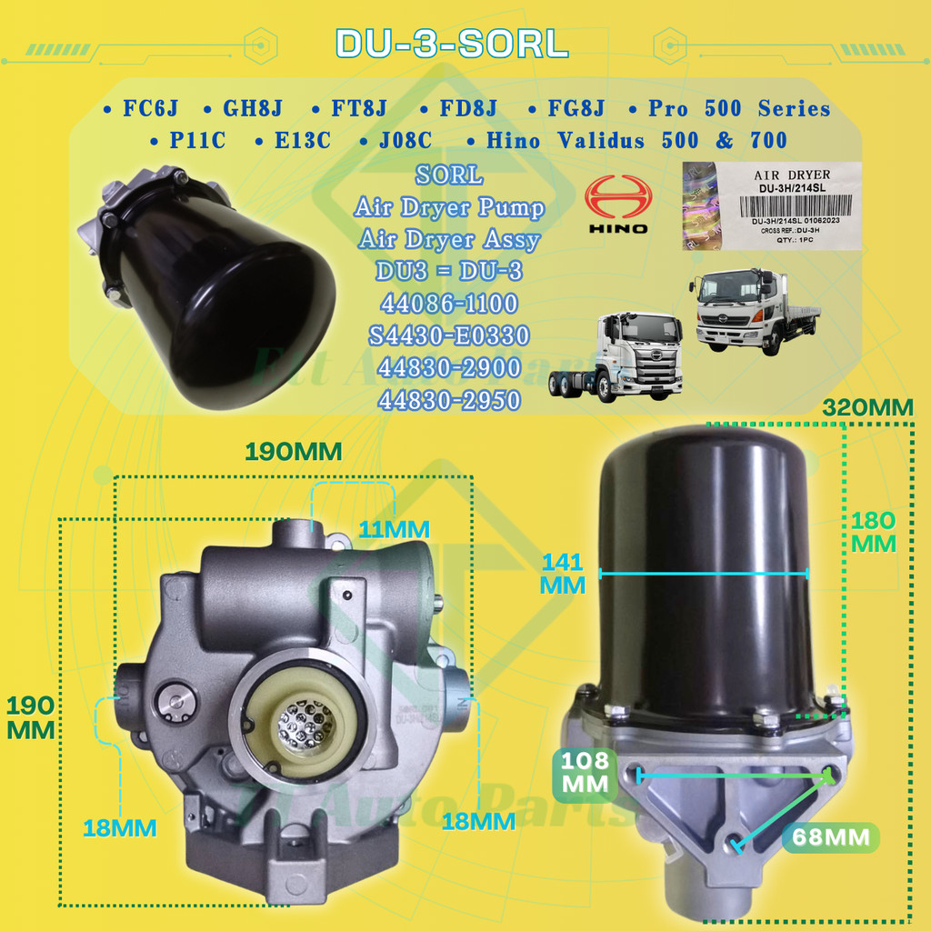 Air Dryer Assy / Pengering Udara Pump | Hino Validus 700 500, P11C ...