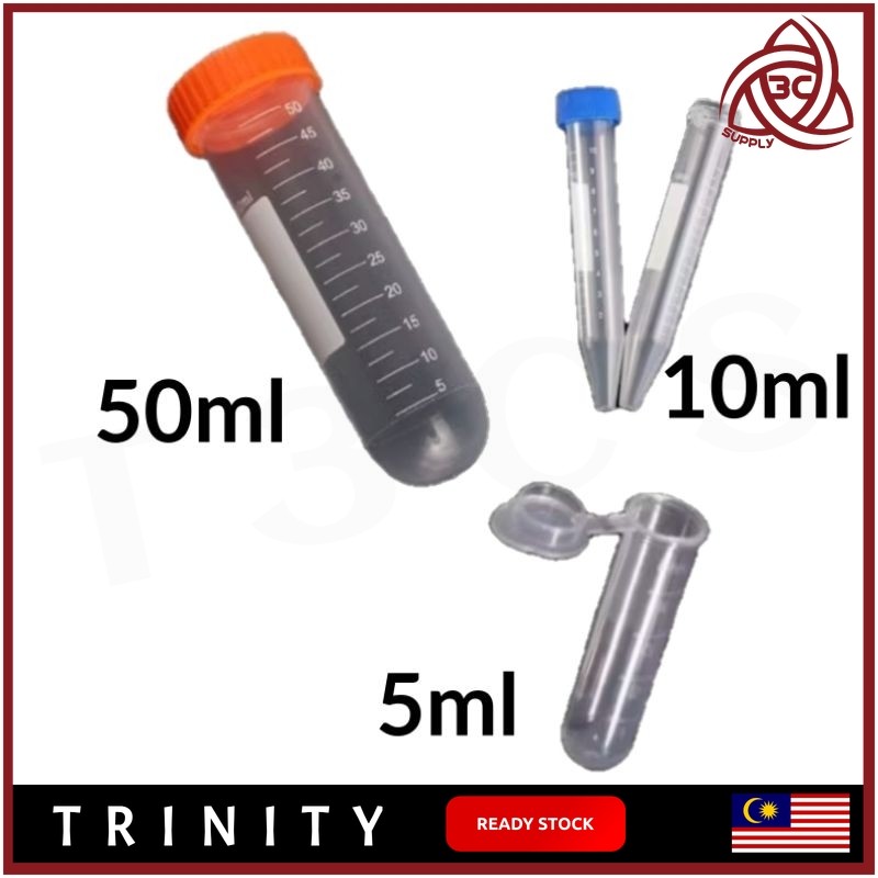 5 / 10 / 50 ML Polypropylene Centrifuge Tube Tiub Empar Empty Kosong Measuring | Shopee Malaysia