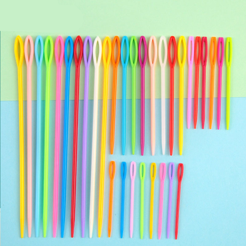 100PCs 7/9/15cm Plastic Knitting Needles Crochet Hooks Wool Yarn Needle ...