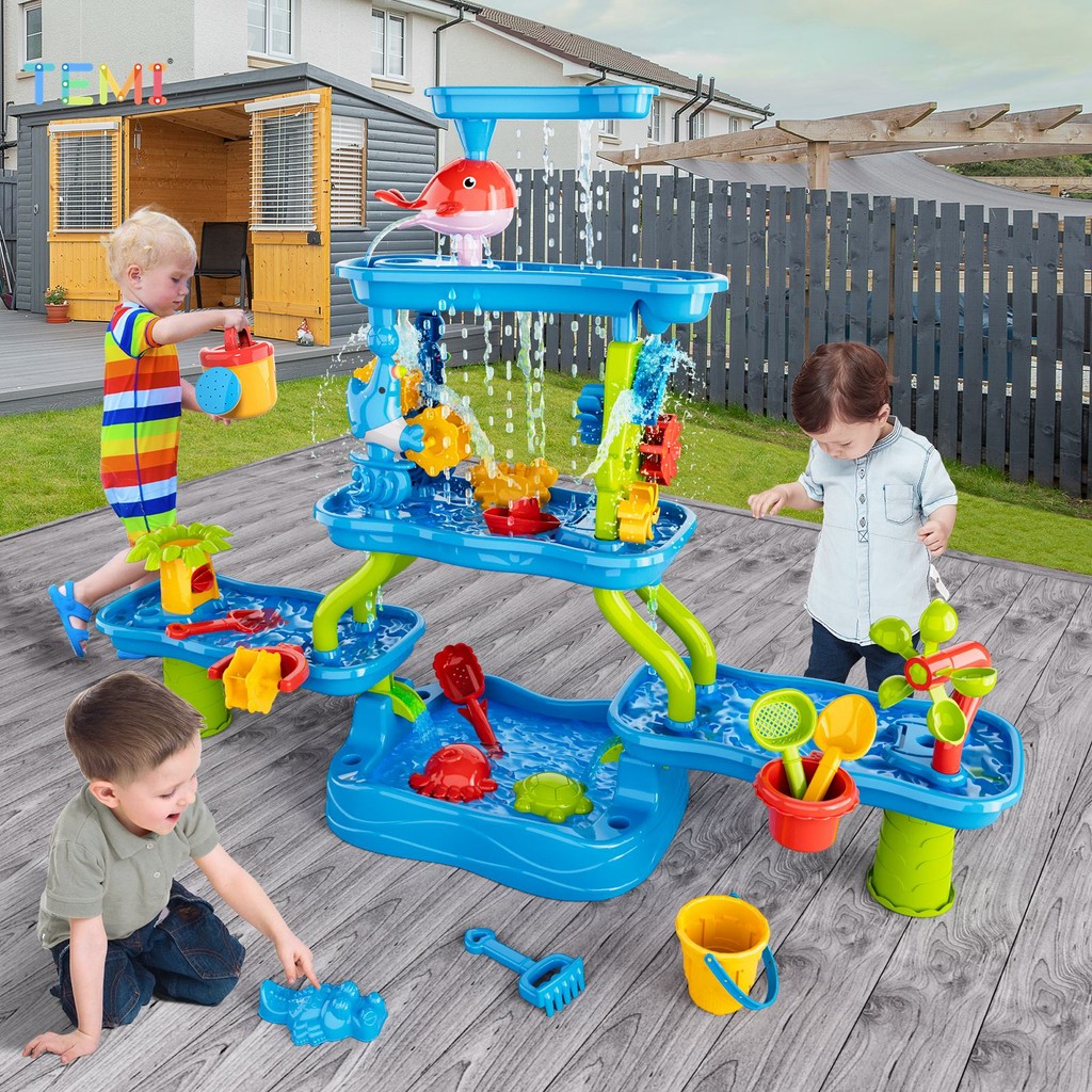 TEMI Water Table Toys Childrens Bath Curtain Waterfall Play Pool Sand ...