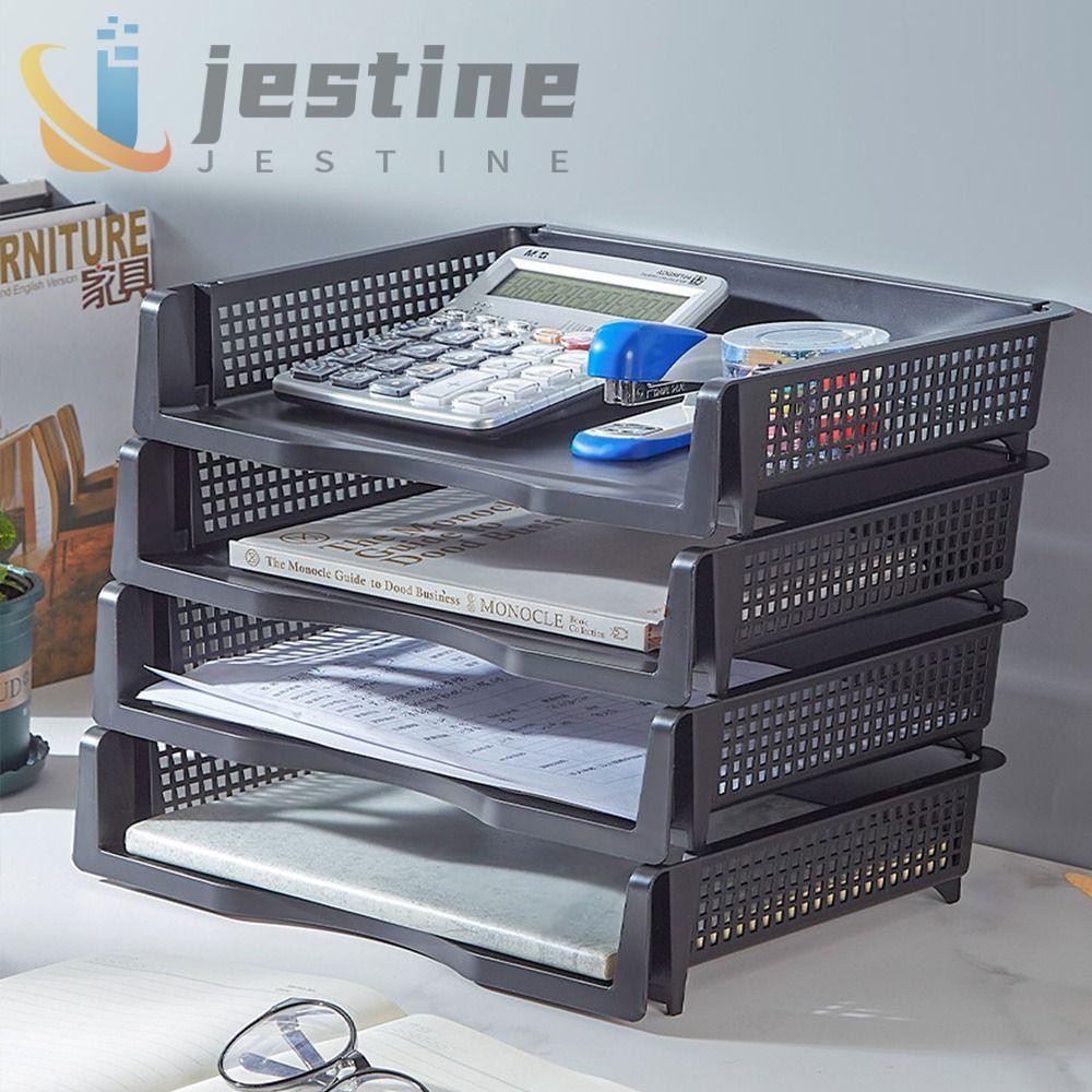 JESTINE Stackable File Rack, Desktop Organizer File Organizer A4 File ...
