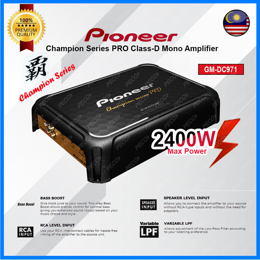 Pioneer Champion Series Class-D Mono Car Amplifier / 4-Channel Car ...