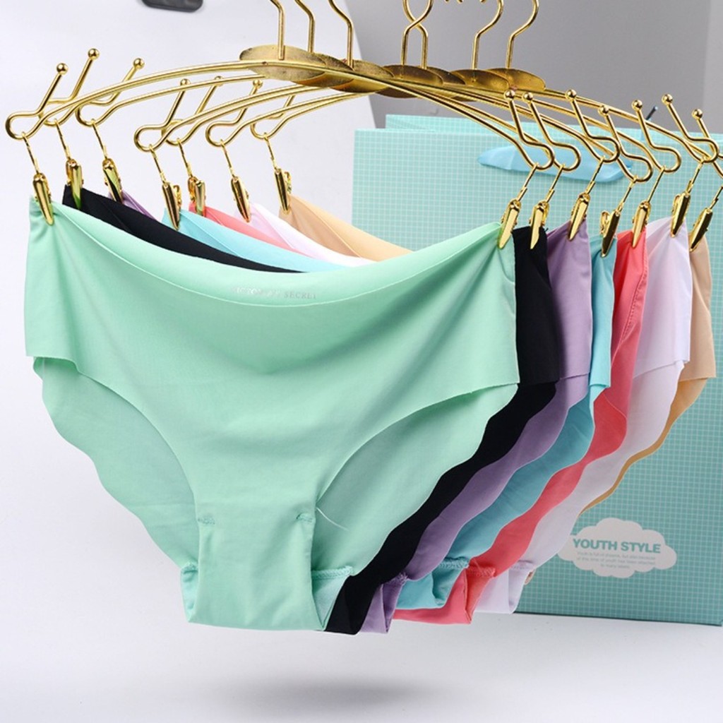 Sexy Candy Color Panties One Piece Ice Silk Seamless Underwaear Wave ...