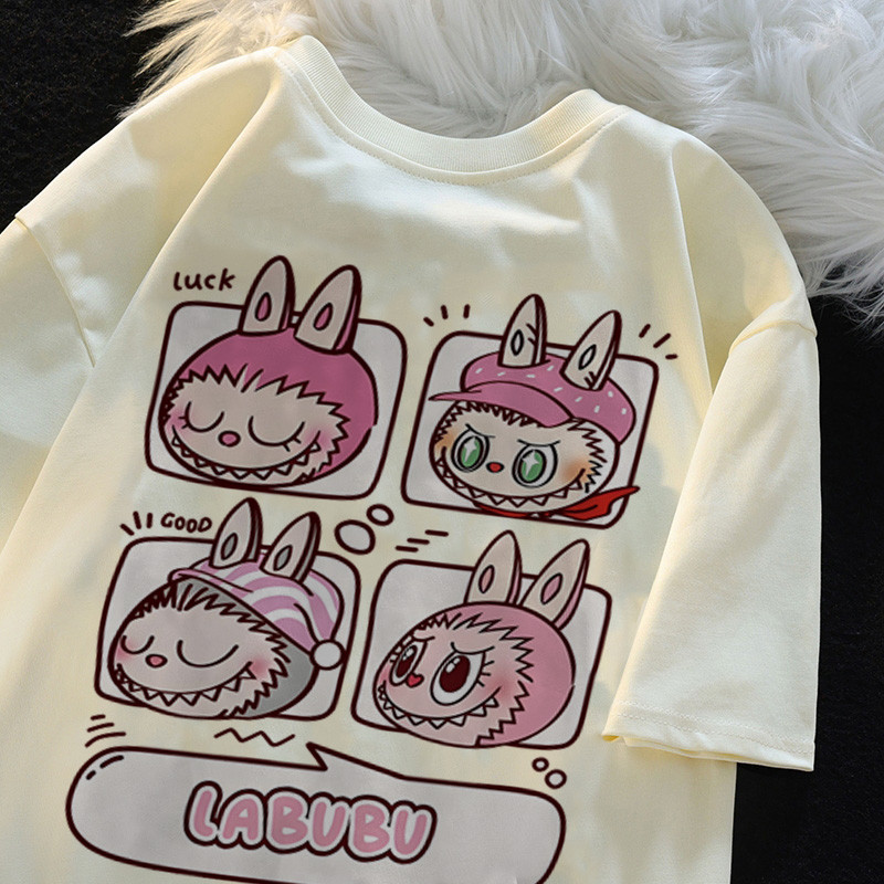 J000161*NUZIRO Korean style women's round neck 100% pure cotton labubu ...