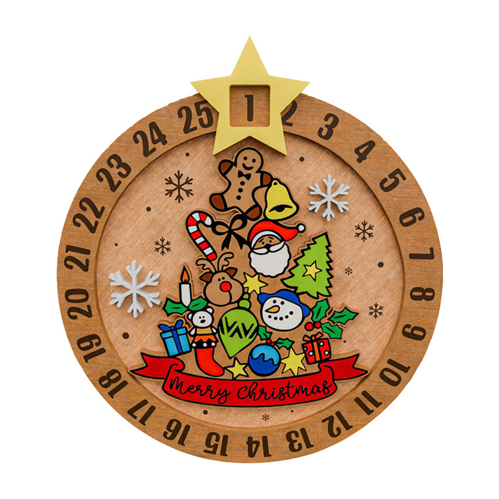 Christmas Countdown Calendar Wooden Decorative Holiday Countdown Piece ...
