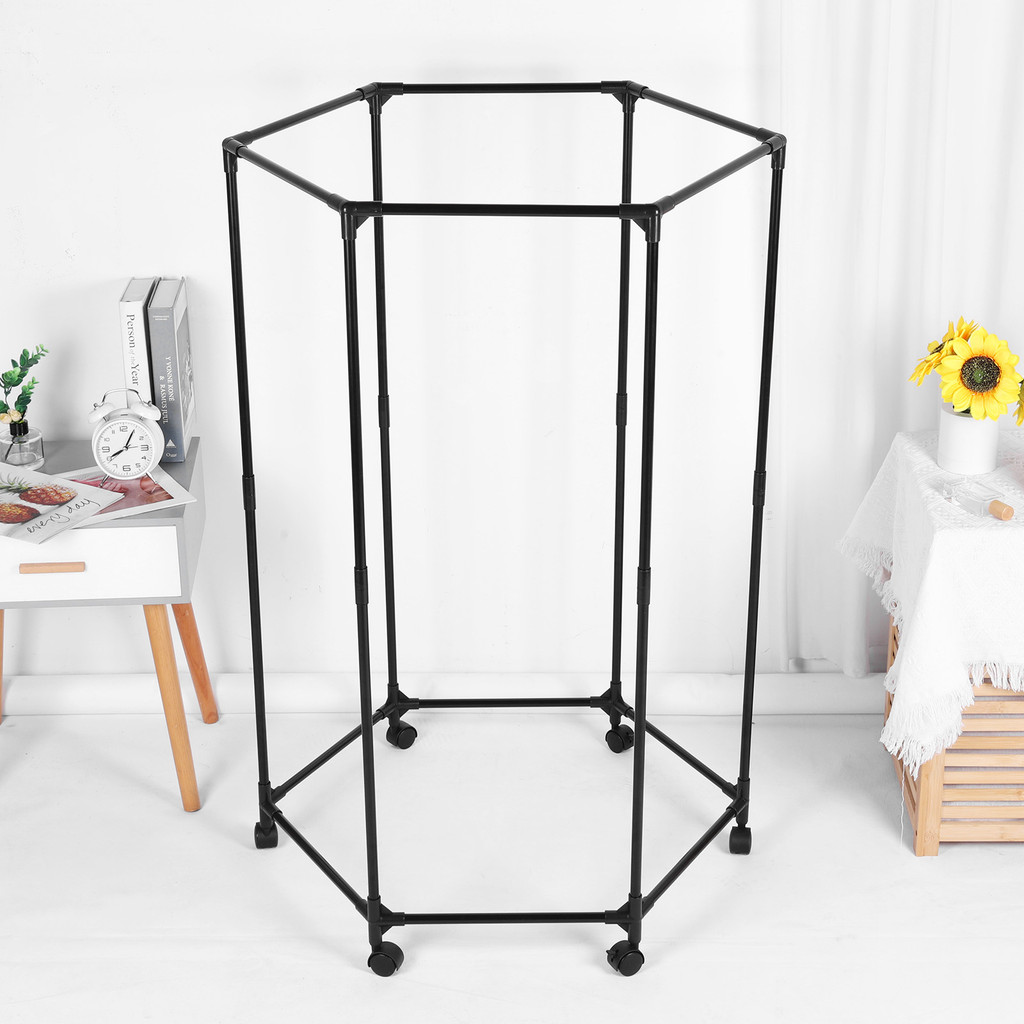 Hexagon Metal Clothing Garment Stand on Wheels Movable Garment Rail ...