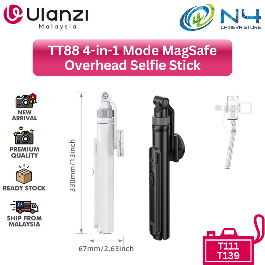 Ulanzi TT88 Overhead Selfie Stick 4-in-1 Mode Magsafe and Clamp Floor ...