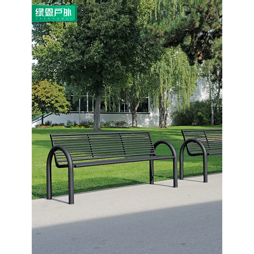 Park Chair Outdoor Bench Preservative Wood Double Square Shopping Mall ...