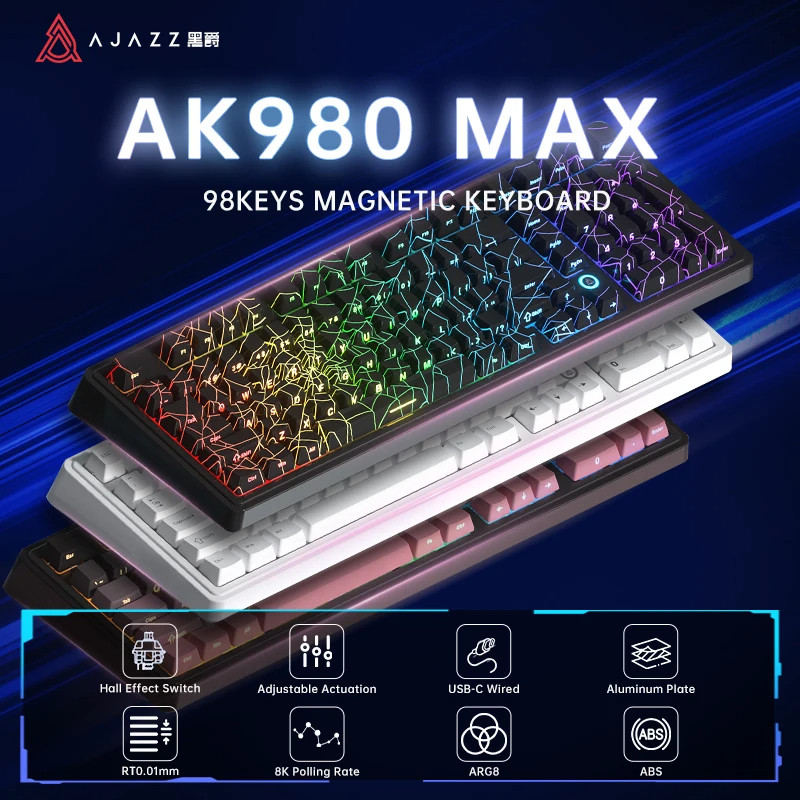 AK980 MAX Magnetic Keyboard Wired 0.01mm 8KHz Rapid Trigger with ...
