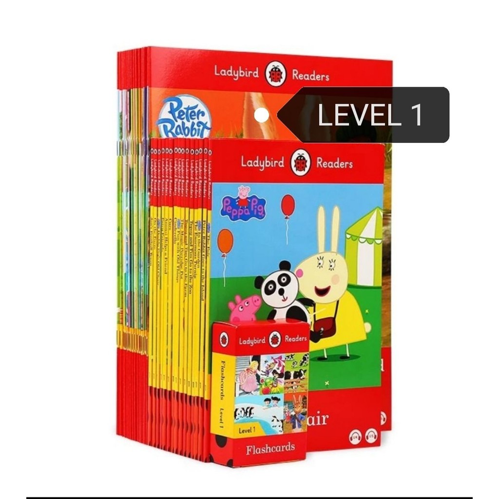 UK LADYBIRD READERS LEVEL 1 with 30 books + 66 flash cards | Shopee ...