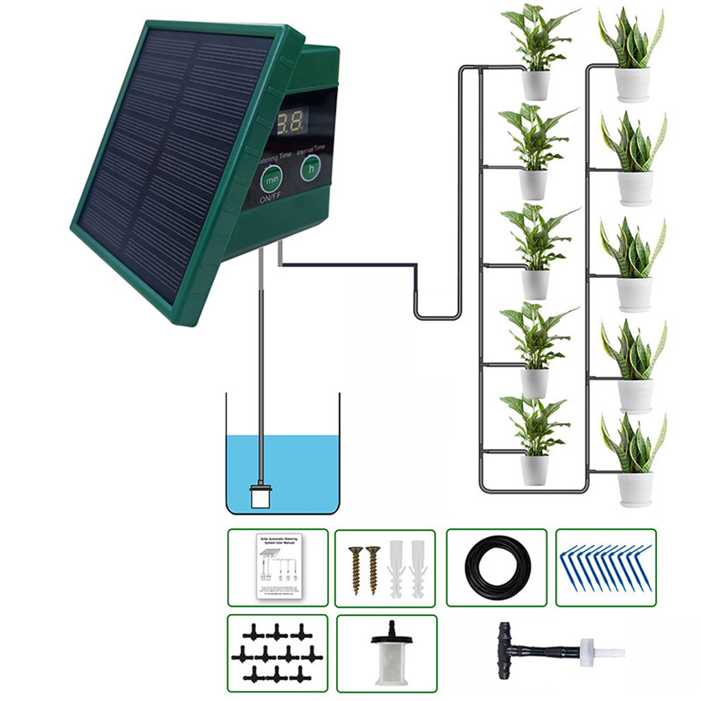 Solar Drip Irrigation System For Garden Digital Display Screen Automatic Watering System For 10 ...