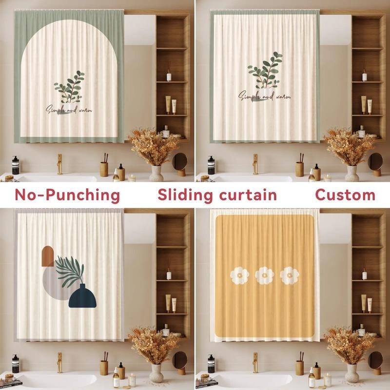 Customized, mirror cover curtain, slide rail curtain, self-adhesive ...