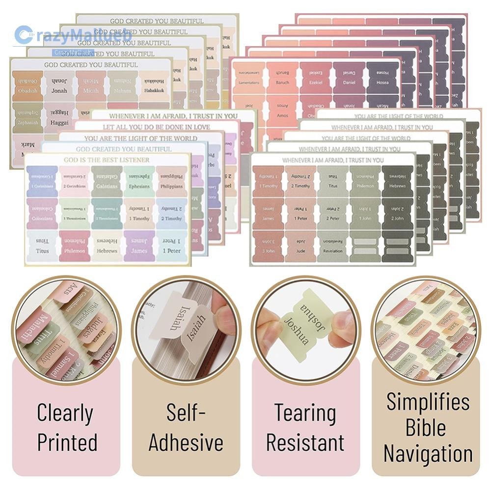 5 Sheet Bible Index Label Sticker Bible Index Tabs Bookmark Stickers ...