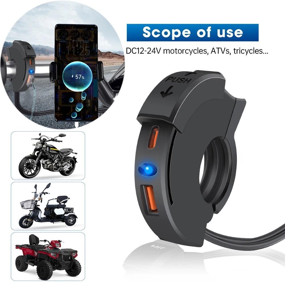 48W Usb Motorcycle Charger Qc3.0 18W Pd30W Waterproof Handlebar ...