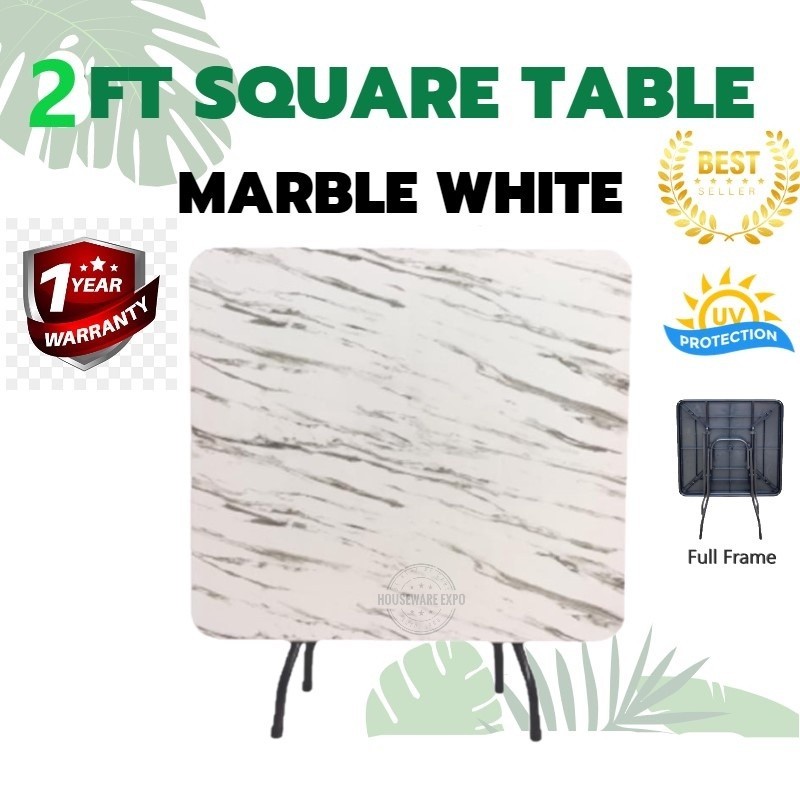 Marble Plastic Dining Table 2x2’ Meja Lipat | Meja Plastik 2x2( READY ...