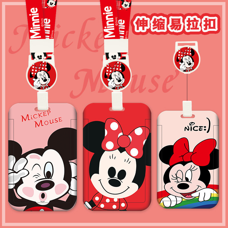 Anime Mickey Minnie ABS Plastic Hard Retractable Card Holder Mickey ...