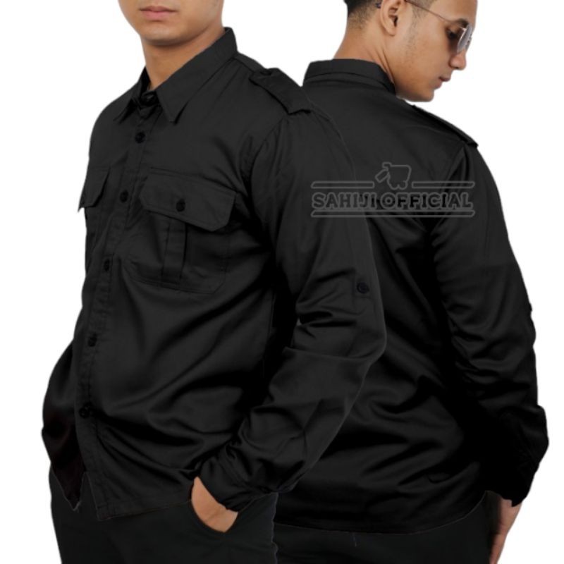 KEMEJA SAHIJI - Black PDL Shirt Field Shirt Outdoor Shirt Thick ...