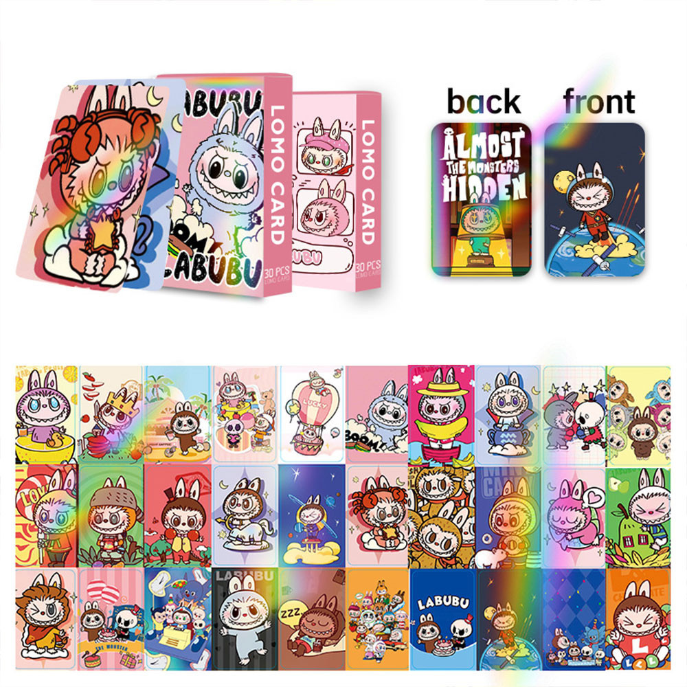 Laser flash card LABUBU double-sided 30 small cards LABUBU boxed high ...