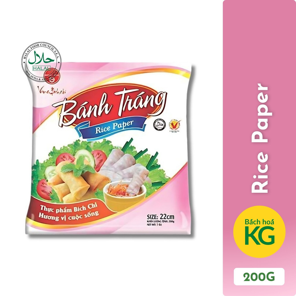 Bich Chi rice paper, 22cm round, 200g package - Báng tráng Bích Chi ...