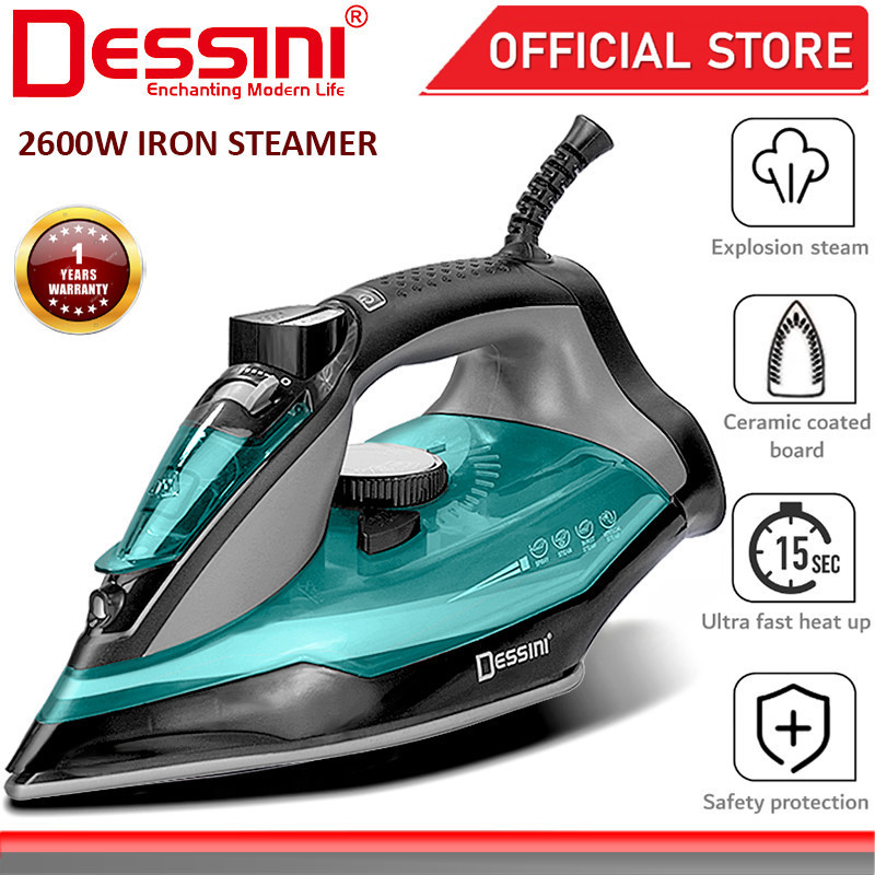 DESSINI ITALY Electric Ceramic Soleplate Garment Steam Iron Sprayer ...