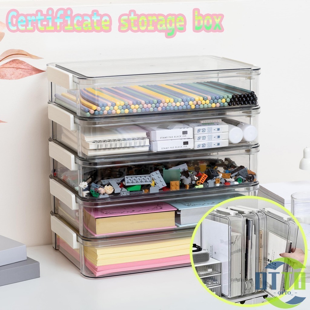 Large Capacity Storage Box Paper Document Storage Box Clear Stackable ...