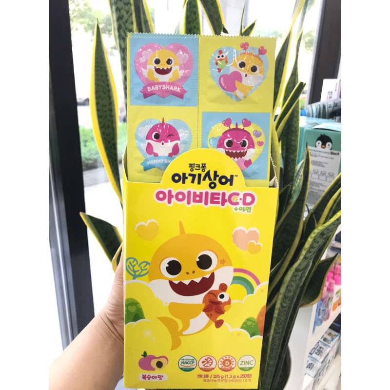 Pinkfong 3 SHARKS C-D VITAMIN CANDY - 핑크동 아기어 아이비타C-D (1 Blister of 10 ...