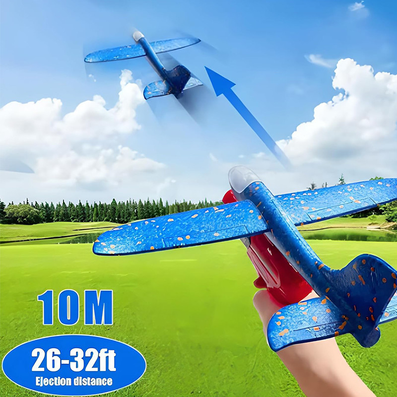 Airplane Launcher Kids Outdoor Toys Foam Plane Eject Flying Aircraft ...