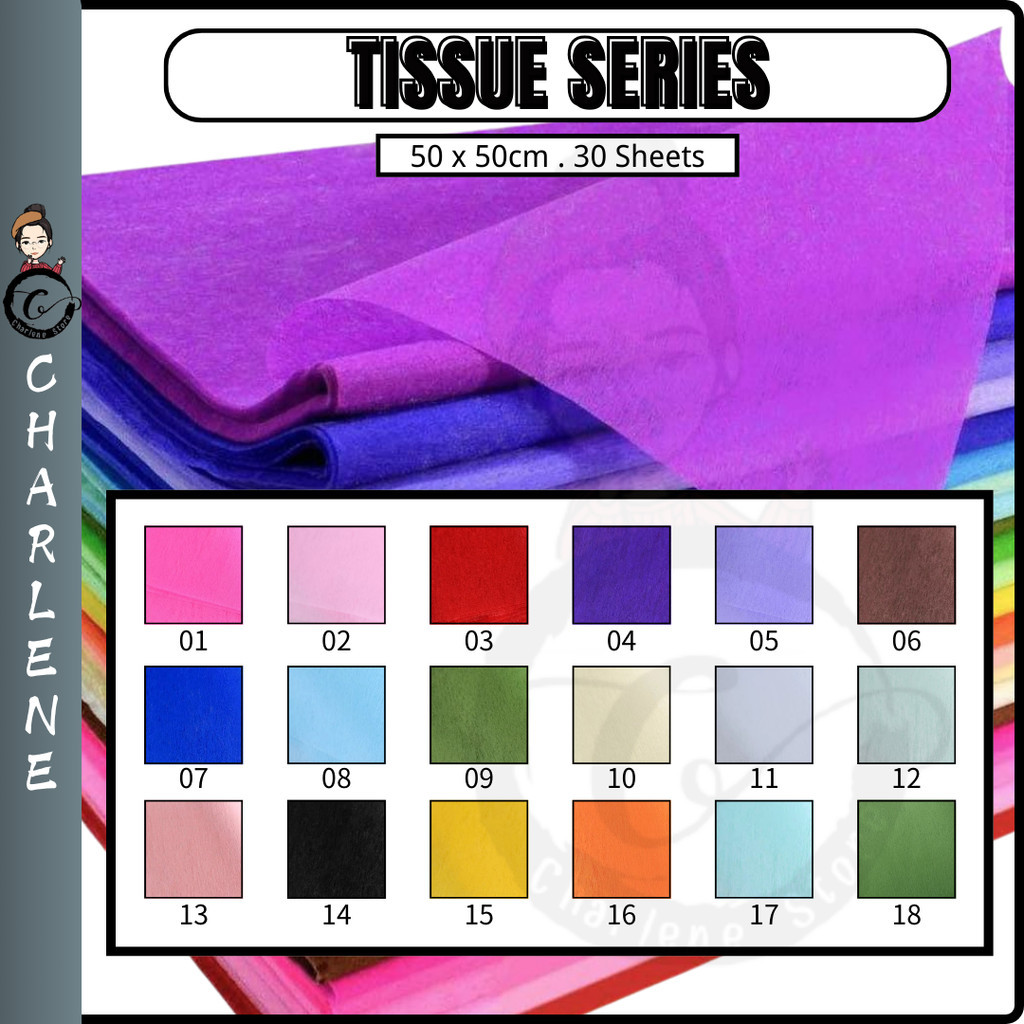 [30 Sheets] 50x50cm TISU Flower Wrapping Paper Tissue Paper Gift ...