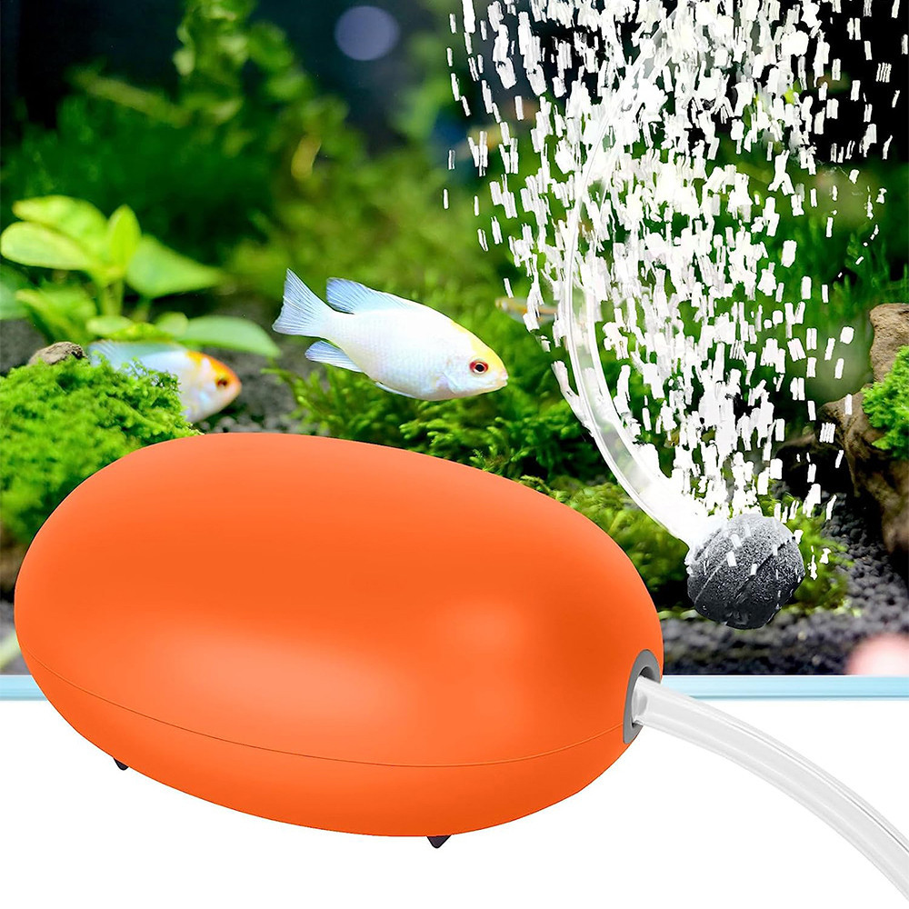 Rechargeable Mini Aquarium Air Pump Quiet Fish Tank Air Pump Kit(Orange ...