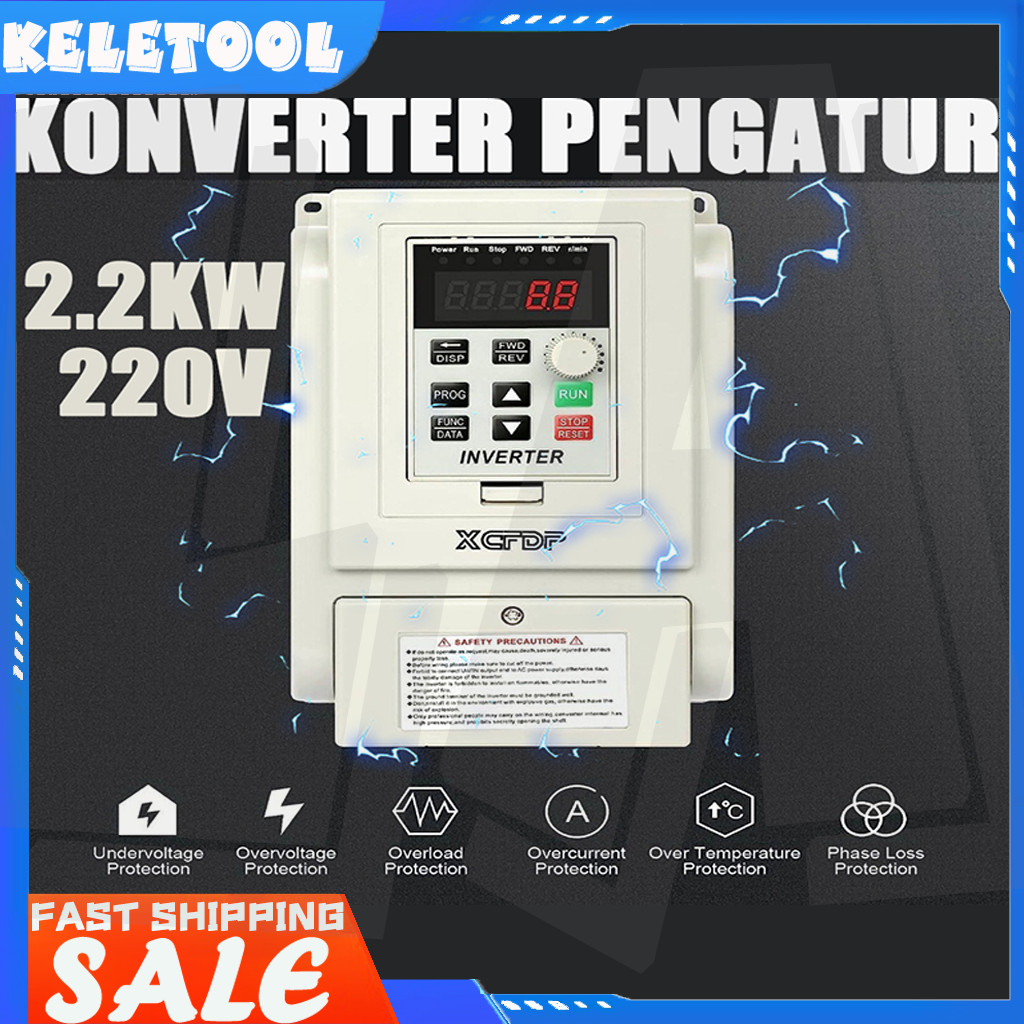 2.2KW 3HP VFD Variable Frequency Drive CNC VSD Converter 220V Single Phase 220V for Motor Speed ...