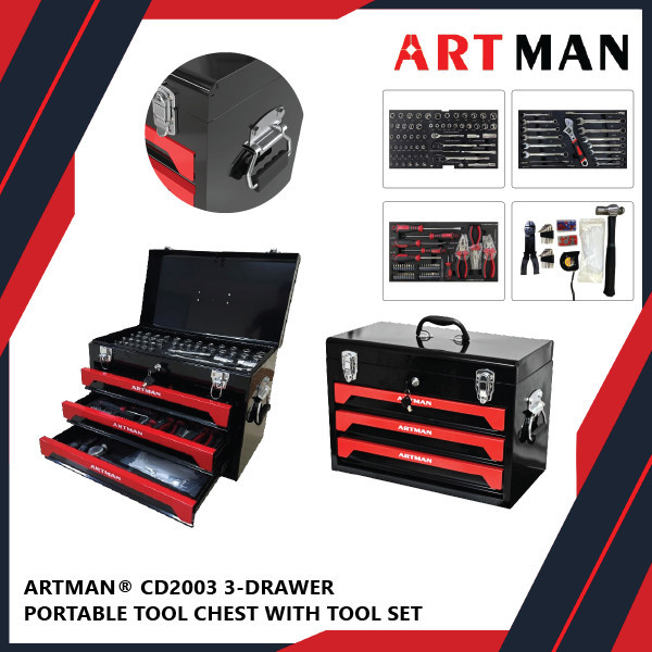 ARTMAN CD2003T PORTABLE TOOL CHEST WITH 88PC TOOL SET | Shopee Malaysia