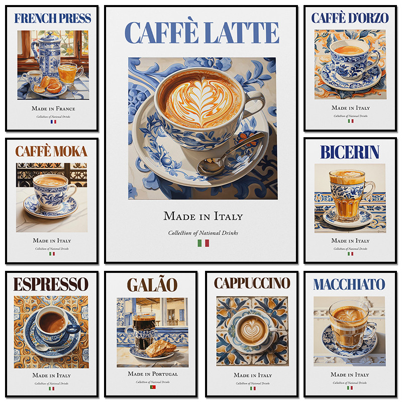 Italian Espresso Latte Espresso Cappuccino Coffee Art Canvas Painting ...