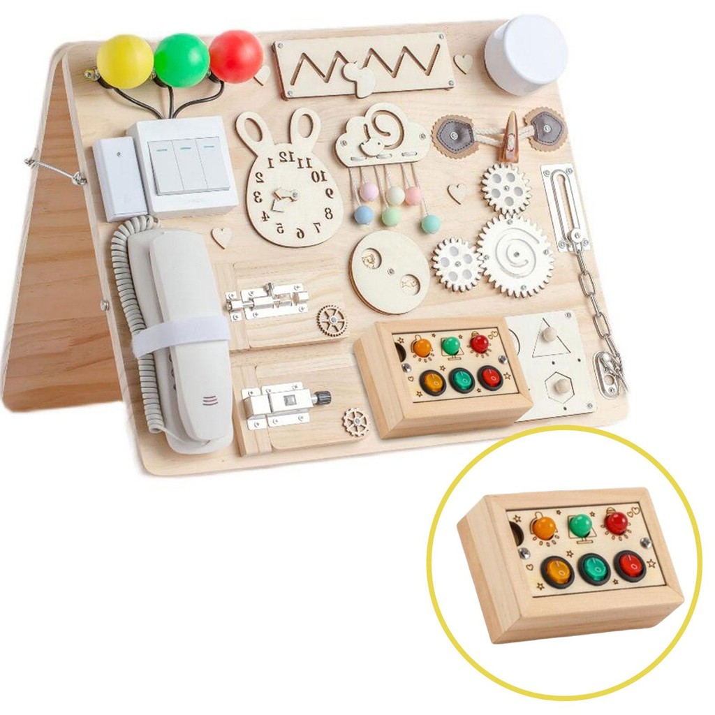 [uguuiya] LED Busy Board Activity Board for Activities Wooden Toy ...