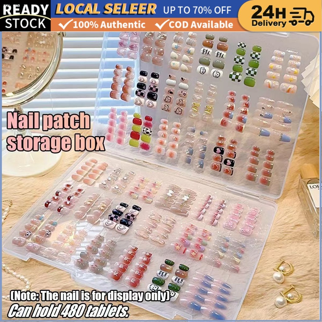 Color Card Nail Piece Style Display Fake Nail Storage Box Transparent ...