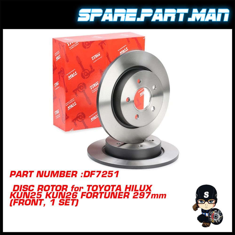 TRW???? DISC ROTOR for TOYOTA HILUX KUN25 KUN26 FORTUNER 297mm (FRONT ...