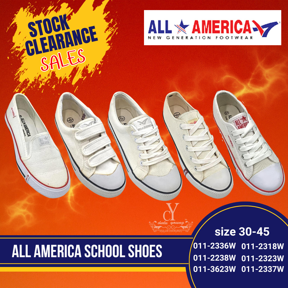 (STOCK CLEARANCE) 100% ORIGINAL ALL AMERICA WHITE SHOES / KASUT SEKOLAH ...
