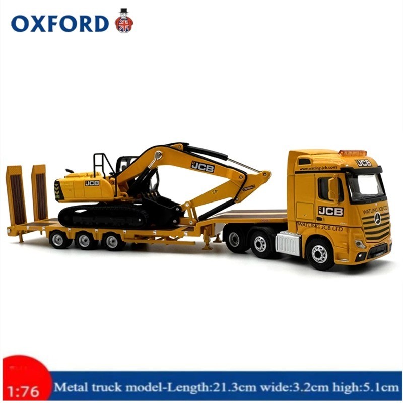 OXFORD-/JCB excavator yellow Mercedes-Benz trailer semi-trailer model ...