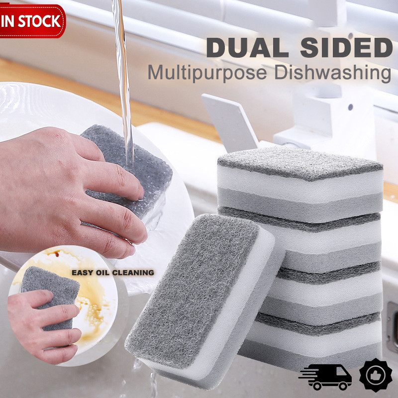 Dual Sided Multipurpose Dishwashing Sponges Grey Strong Heavy Duty ...