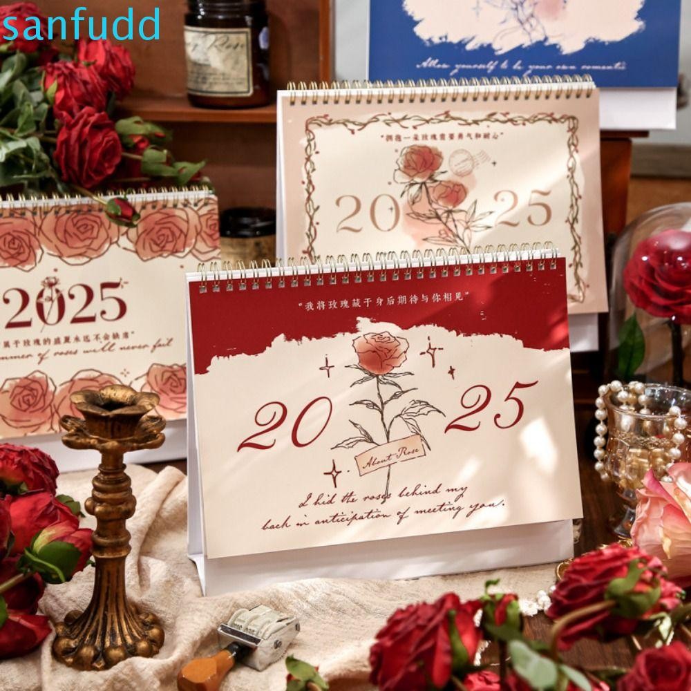 SANFUDD Roses Monthly Calendar, 12-Month Floral Coil 2025 Monthly ...