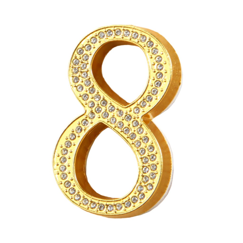 Straight Hair Diamond-studded Metal Number Letter Gold Silver House ...