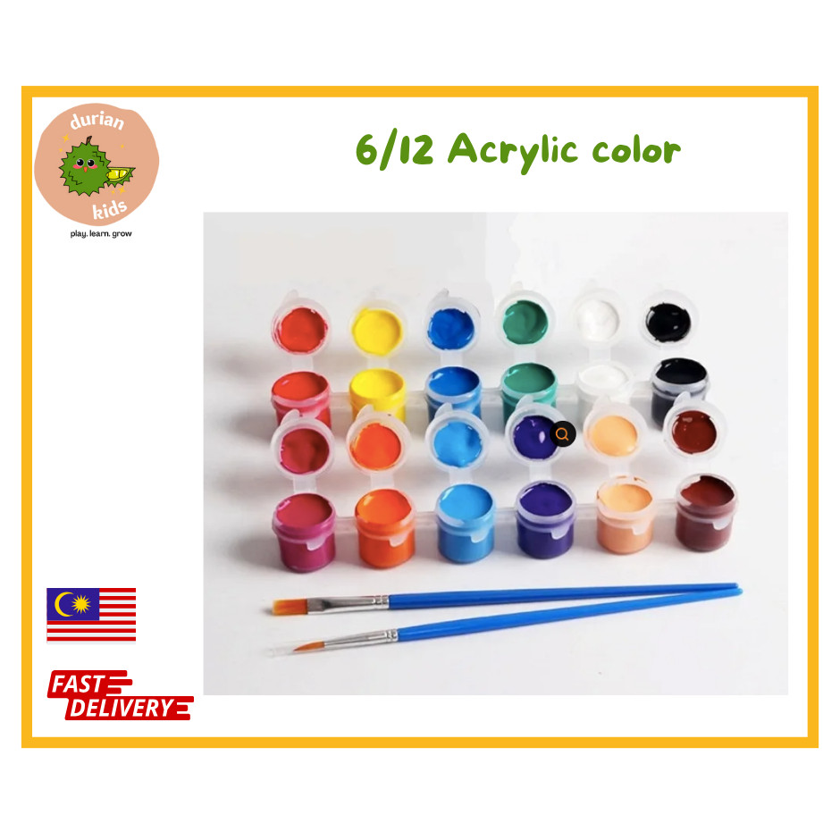 6/ 12 color Non Toxic Mini Acrylic Paint with brush / DIY Paint color ...
