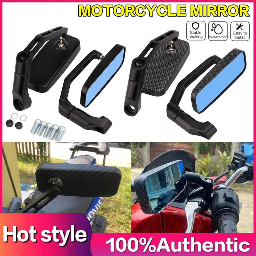 Side Mirror Petak Motor Motorcycle Cermin Sisi Biru Rearview Mirror ...