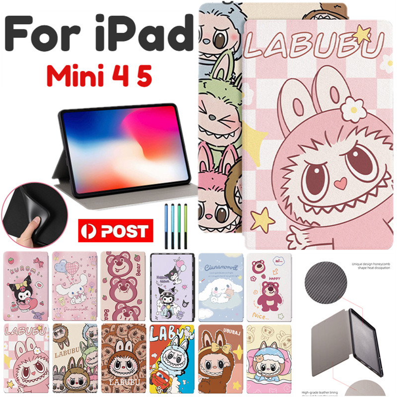Kuromi Labubu Zimomio Cartoon Painted Embossed PU Leather Case For iPad ...