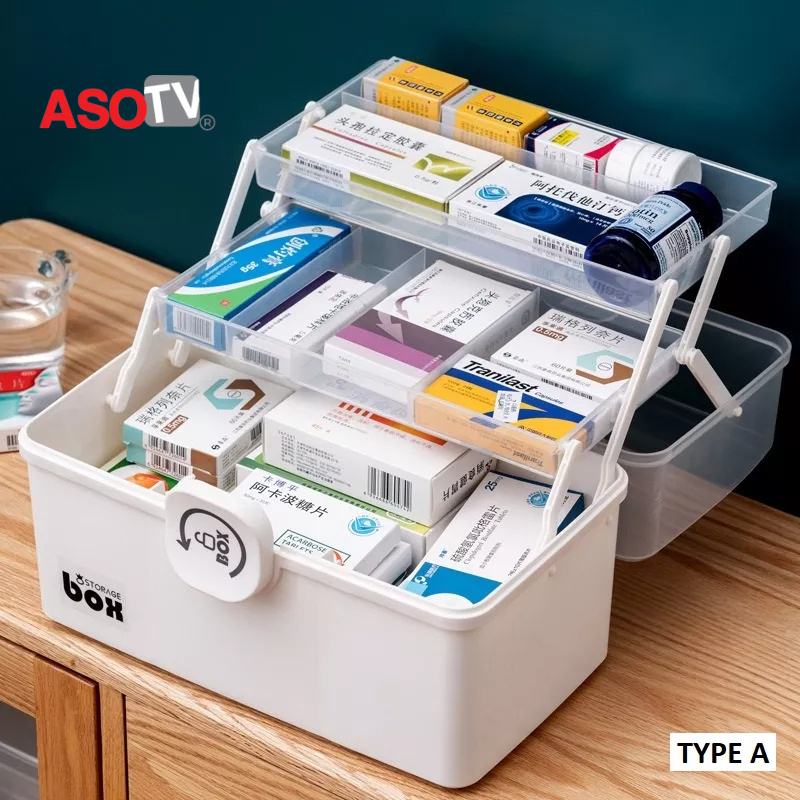 3 Tier Large Medical Box First Aid Transparent Medicine Portable Tools ...