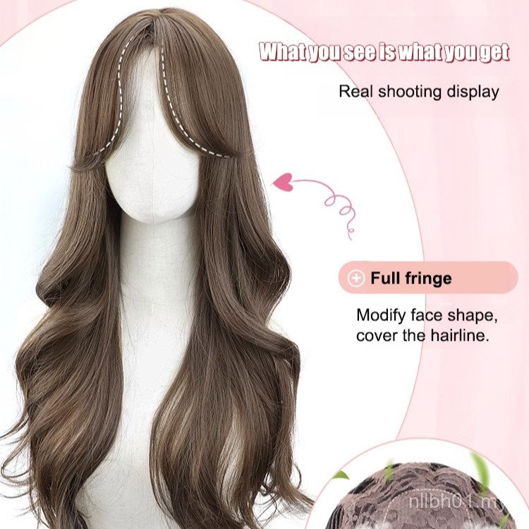 Big Wave Full Head Wig Female Center Parting Long Curly Hair | Shopee ...