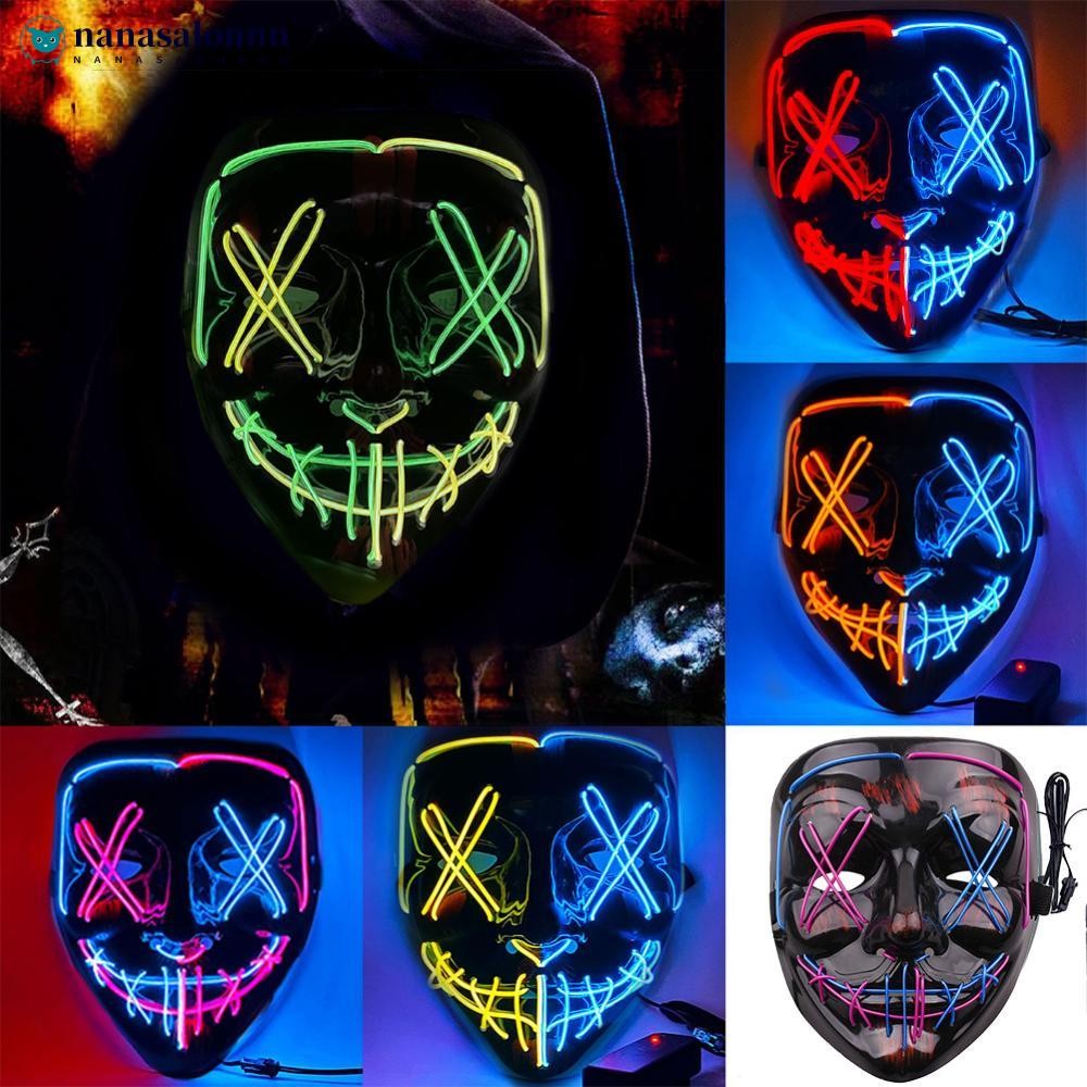 NANASALONNN LED Halloween Glowing Mask Led Mask Party Masquerade Neon ...